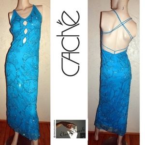 Cache | Dresses | Cache Turquoise Sexy Long Formal Beaded Dress | Poshmark